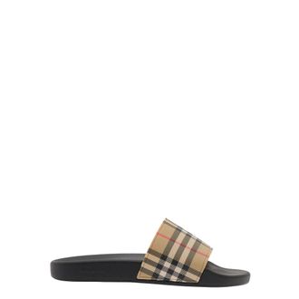 Burberry Homme, Chaussures, Beige, Taille: 45 EU Furley Check Slide