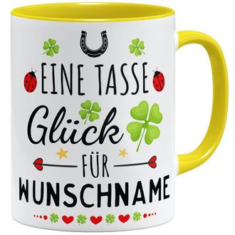 OM3 Wunschname + eine Tasse Gl&uuml;ck mit Spruch Dankesch&ouml;n Geschenkidee personalisiertes Geschenk Name personalisierbar | Keramik Becher | 11oz 325ml | Beids