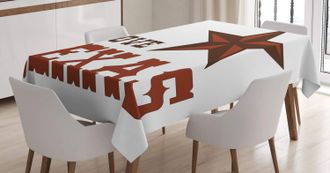Abakuhaus Texas Star Tischdecke, Westmotiv-Zitat, Für den Inn und Outdoor Bereich geeignet Waschbar Druck Klar Kein Verblassen, 140 x 200 cm, Dunkelbraun und Br