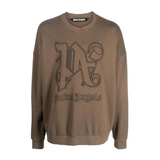 Palm Angels Embroidered Logo Sweater - - Sweatshirts & Hoodies - Herren - Braun - M
