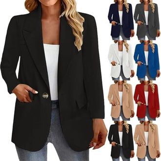 Generic HUIFUAO Blazers pour femmes, grande taille, col en V, veste de travail habill&eacute;e d&eacute;contract&eacute;e, manteaux &agrave; manches longues, 1 bouton &agrave; revers avec poche