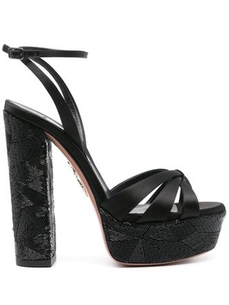Aquazzura sandales à ornements de perles 135 mm - Noir