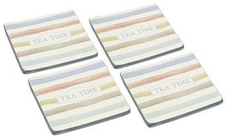 KitchenCraft Classic Collection Vintage Style Keramik Drink Untersetzer, Mehrfarbig, 4 Stück