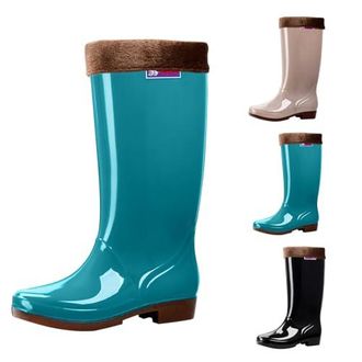 Generic Bottes de pluie hautes pour femme, bottes dhiver chaudes, imperm&eacute;ables et antid&eacute;rapantes en caoutchouc, l&eacute;g&egrave;res et confortables, durables pour la marc