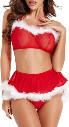 Generic Mere Noel Sexy No&euml;l Laine Cuir Couture Femmes sous-v&ecirc;tements Lingerie Femme Nuisette