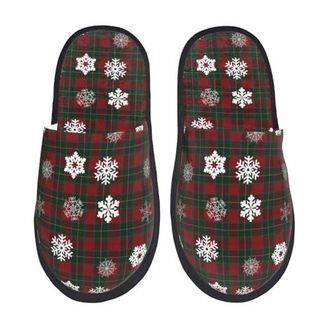 Generic Pantoufles DHiver Flocons De Neige &Agrave; Carreaux Festifs Antid&eacute;rapant Pantoufles DH&ocirc;tel Unisexe Chaussons DInt&eacute;rieur Pour Camping Automne Chambre M