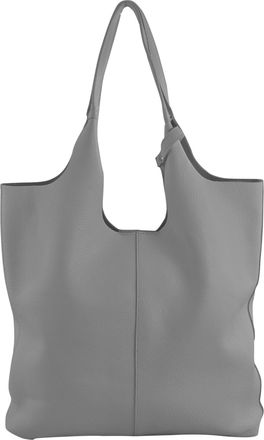modamoda.de T264 Damen Leder Schultertasche Shopper, handgefertigt in Italien, 40x3x35 cm, mit abnehmbarer Innentasche, weiches Leder, Farbe:Telegrau