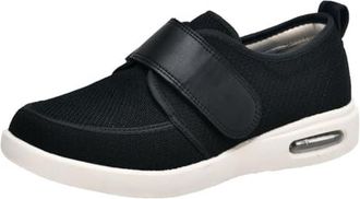 Generic Hommes Chaussures De Marche Large Réglable Pieds Nus Casual Diabétique Baskets Non Glissant Arthrite OEdème Baskets Grande Taille,Noir,47 EU