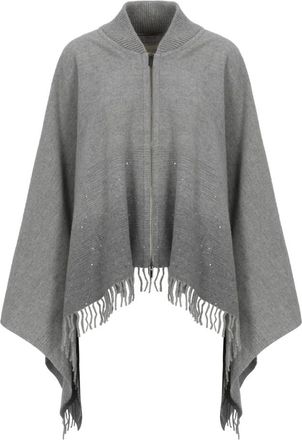 PESERICO Femme, Vestes, Gris, Taille: ONE Size Poncho en laine