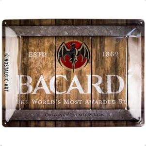 Nostalgic Art Plaque Vintage, Bacardi - Wood Barrel Logo - Id&eacute;e de Cadeau pour Fans de Rhum, en m&eacute;tal, Design Retro pour la d&eacute;coration, 30 x 40 cm