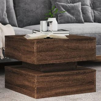 vidaXL Vidaxl - Couchtisch mit LED-Leuchten Braun Eichen-Optik 50x50x40 cm