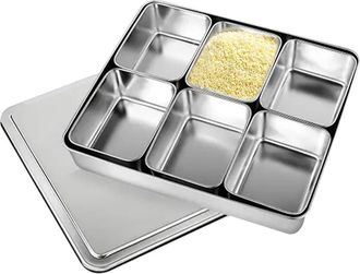 Generic Zutatenbeh&auml;lter Edelstahl - Gew&uuml;rzbox | Topping Station | K&uuml;chendr&uuml;cklagerbox | Pizza Station | Gew&uuml;rzboxen Aus Edelstahl | Rechteck Gew&uuml;rze Beh&auml;lter 