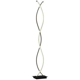 HOMCOM Lampadaire sur pied salon, lampe r&eacute;glable 3 niveaux, moderne &agrave; double spirale, interrupteur pied, noir