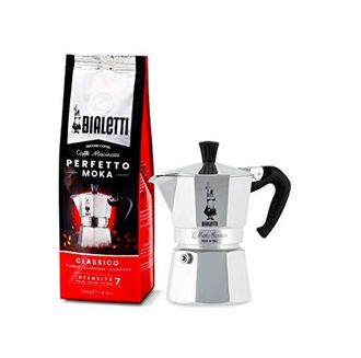Bialetti 0001168 Cafeti&egrave;re Italienne, Aluminium, Argent, 2 Tasses + Perfetto Moka Caf&eacute; Moulu Classico (Classic) Torr&eacute;faction Media 250 gr