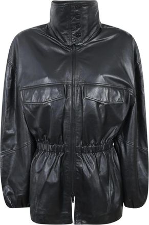 Frankie Shop Femme, Vestes, Noir, Taille: 36 FR Carnaby Veste en Cuir &agrave; Col Chemin&eacute;e