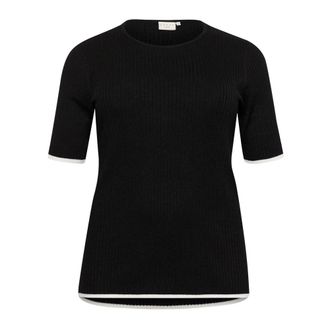 Kaffe Curve Femme, Pulls, Noir, Taille: 42 FR Pull &agrave; col contrastant noir