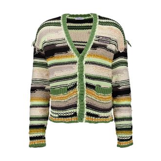 Off-white Gr&uuml;ner Gestreifter Strick-Cardigan - - Knitwear - Herren - Mehrfarbig - XS
