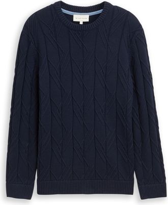 Tom Tailor Herren 1048736 Pullover aus Zopfstrick, 10668-Sky Captain Blue, L