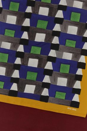 Miu Miu Womens Printed Silk Foulard Scarf Multicolor
