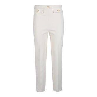 Elisabetta Franchi Femme, Pantalons, Blanc, Taille: 40 FR Pantalon essentiel en m&eacute;lange polyester &eacute;lasthanne