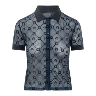 Marine Serre Femme, Blouses et Chemises, Bleu, Taille: 40 FR Flock SS Polo