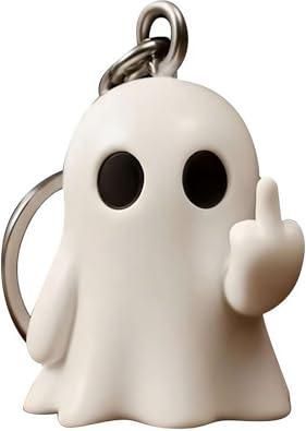 Generic Porte-cl&eacute;s amusant fant&ocirc;me doigt dhonneur fant&ocirc;me fant&ocirc;me effrayant porte-cl&eacute;s, pendentif fant&ocirc;mes de doigts dHalloween (blanc)