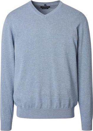 Casamoda Pull pour homme avec col en V, couleur unie, taille &eacute;lastique, bleu clair, 3XL