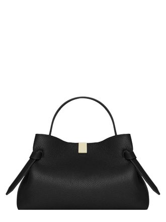 Yuzefi Womens Handbag Gyoza Pebble-Grain Leather Black Handbags Hand Bags