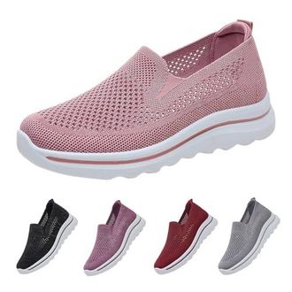 Generic Chaussures de marche &agrave; enfiler pour femme - Confortables et d&eacute;contract&eacute;es - Baskets tiss&eacute;es l&eacute;g&egrave;res et respirantes en maille avec semelle souple - Sou