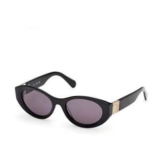 Max & Co. Schwarze ovale Sonnenbrille mit Rauchgl&auml;sern - - Accessories - Damen - Schwarzk - 53 MM