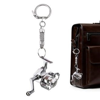 Generic Porte-cl&eacute;s - Moulinet de p&ecirc;che ornement Fidget porte-cl&eacute;s, accessoire de p&ecirc;che en m&eacute;tal, cha&icirc;ne de p&ecirc;che pour sac &agrave; main, portefeuille, bagages, sac &agrave;
