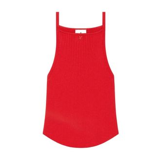Courrèges Femme, Tops, Rouge, Taille: 38 FR Red Circle Rib Knit top