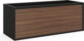 Vente-Unique Meuble sous vasque suspendu strié - Coloris naturel foncé et noir - 120 cm - BANIVA