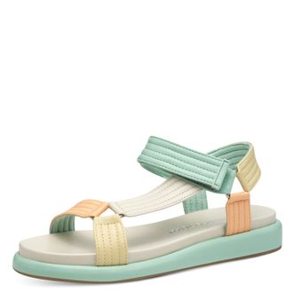 Marco Tozzi Damen Sandalen flach mit Klettverschluss Bequem, Mehrfarbig (Seafoam Comb), 41 EU
