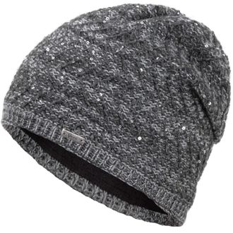 Faera Wintermütze Mütze Damen Pailletten warm gefüttert Wintermütze Mädchen Frauen Fleecefutter Winter Strickmütze Beanie, Farbe:Grau