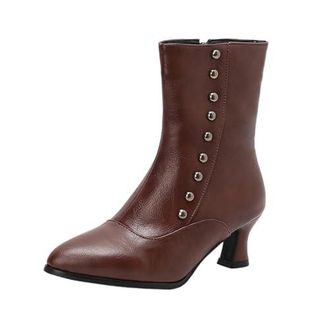 Generic Bottines dhiver chaudes doubl&eacute;es en polaire pour femme - Couleur unie - Bout pointu - Fermeture &eacute;clair lat&eacute;rale - &Eacute;l&eacute;gantes bottes thermiques pour cha