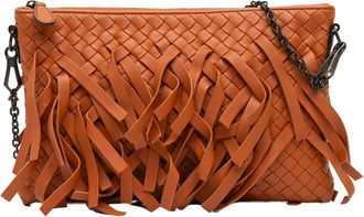 Bottega Veneta Hobo Bags - Nappa Intrecciato Palio Fringe Chain Crossbody - Gr. unisize - in Orange - f&uuml;r Damen