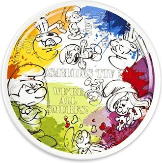 Egan I Puffi PPU37T/4X Die Schlümpfe Servierteller, Porzellan, Mehrfarbig, 1 Stück