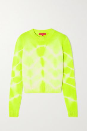 The Elder Statesman Wavey Pullover Aus Neonfarbenem Kaschmir Mit Batikmuster - Gelb