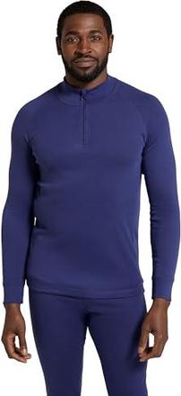 Mountain Warehouse Haut Thermique col zipp&eacute; Hommes Talus - s&eacute;chage Rapide, Entretien Facile, Manches Longues, Respirant, Haute Absorption, l&eacute;ger, Hiver Bleu Fonc&eacute; XS