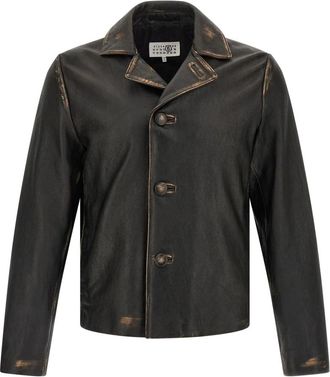 Maison Margiela Homme, Vestes, Noir, Taille: M Antiqued Leather Jacket
