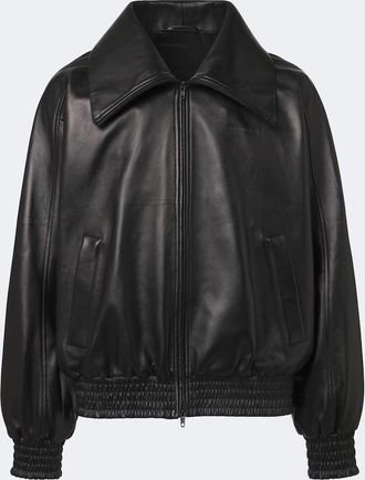 Balenciaga Veste bomber en cuir &agrave; logo