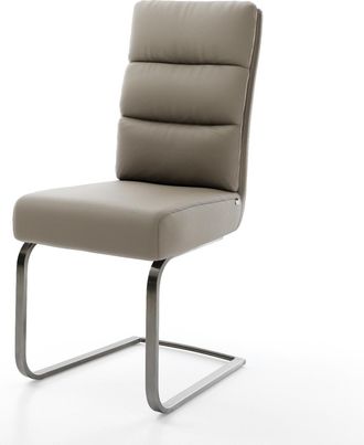 DELIFE Freischwinger Pela-Flex Echt-Leder Schlamm Freischwinger flach Graphit Taschenfederkern, Esszimmerst&uuml;hle