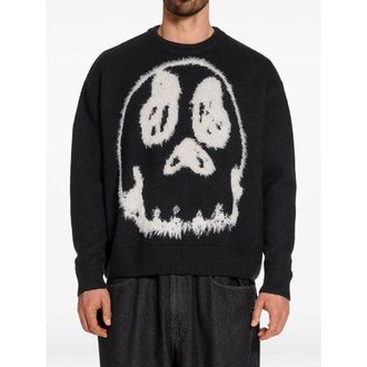 adidas Graphic Skull Intarsia Knit Sweater - Black