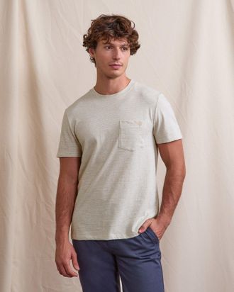 Faguo T-shirt cr&egrave;me et beige clair coton