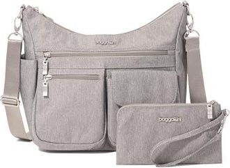 Baggallini Modern Everywhere Bagg - Sac à bandoulière léger et résistant à leau pour femme - Poche pour téléphone facile daccès, Stone Heritage, Taille unique