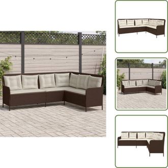 vidaXL Gartensofa in L-Form mit Kissen Braun Poly Rattan - Gartensofa - Gartensofas - Outdoor Sofa - Terrassensofa