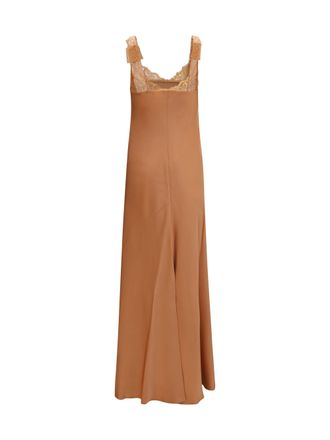 Forte_Forte Womens Satin Maxi Dress With Lace Trims The Acetate; Viscose