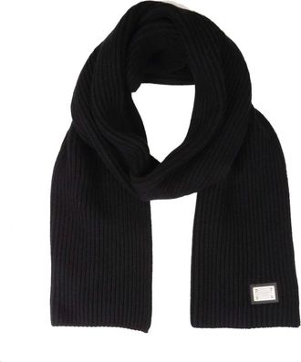 Dolce & Gabbana Homme, Accessoires, Noir, Taille: ONE Size Knit Cashmere Scarf with Branded Plate