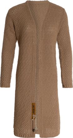 Knit Factory Luna Lange Strickjacke - Damen Strickjacke mit Wolle - Cardigan mit Hochwertige Qualit&auml;t - Grobstrickjacke f&uuml;r Damen - Nude - 36/38